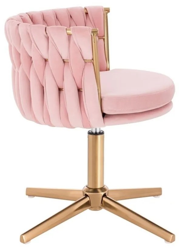 LuxuryForm DESIGN Otočná židle LYON VELUR na zlatém kříži - růžová