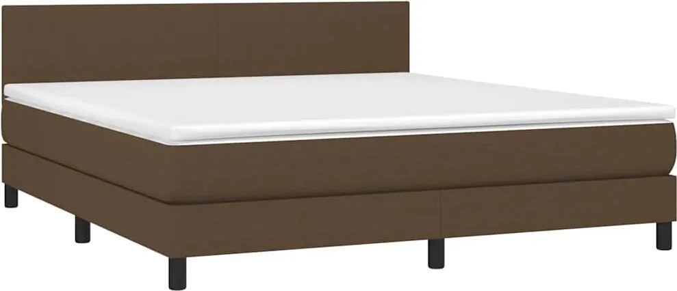 Box spring postel s matrací a LED tmavě hnědá 180x200 cm textil 3133016