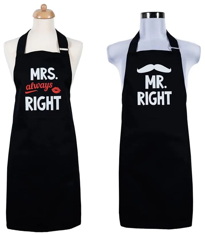 Kuchyňská zástěra s vtipným nápisem MRS. Always RIGHT.