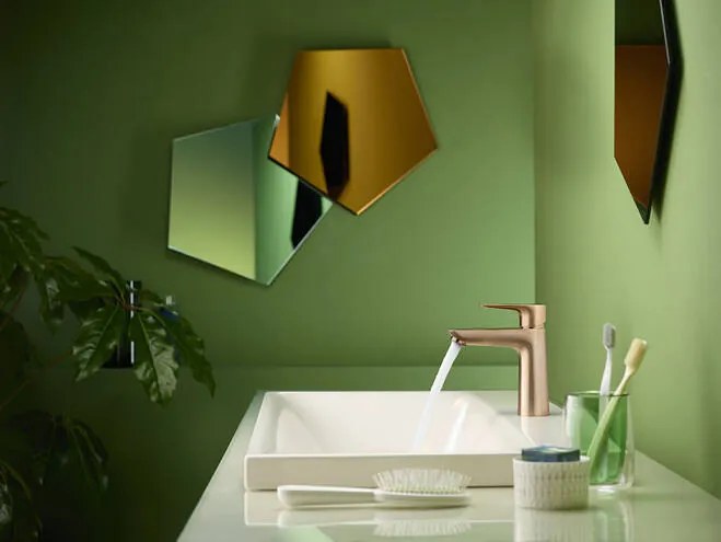 Hansgrohe Talis E, páková umyvadlová baterie 110 CoolStart s odtokovou soupravou s táhlem, kartáčovaná bronzová, 71713140