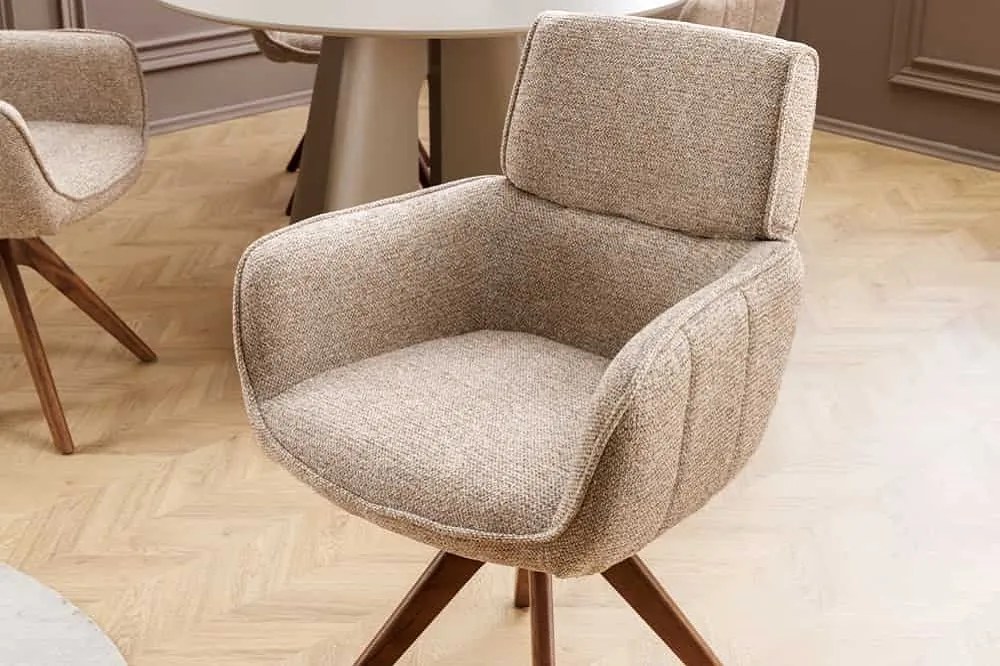 Designová otočná židle Parthenia taupe / hnědá