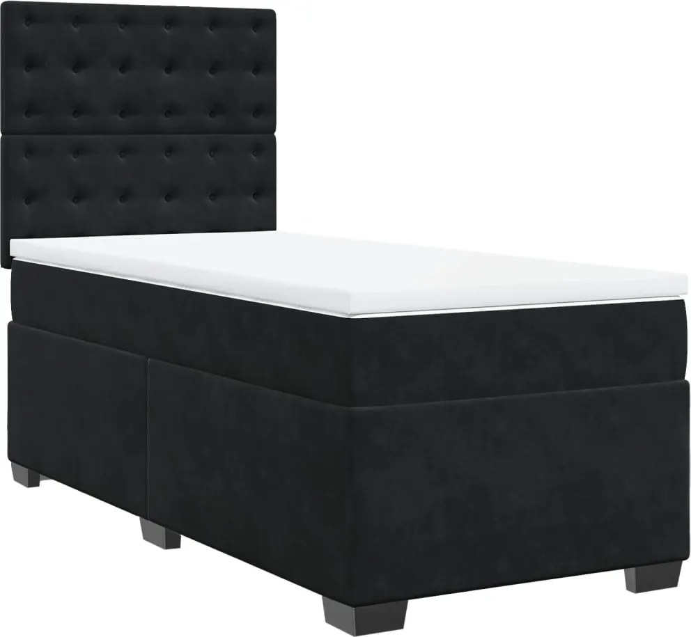 Box spring postel s matrací černá 90x200 cm samet 3293124