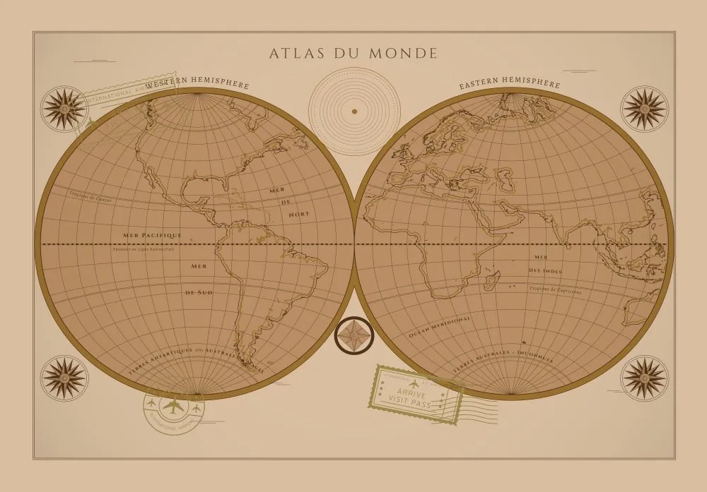 Fototapeta Atlas Du Monde Vintage Hladký vinyl 400x280