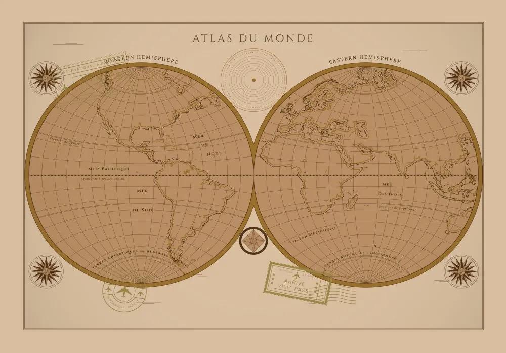 Fototapeta Atlas Du Monde Vintage Vliesová tapeta 135x90