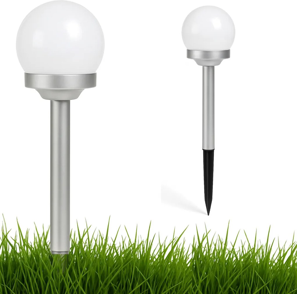 JU Solární lampa – plastová koule 10 cm,
1 bílá LED