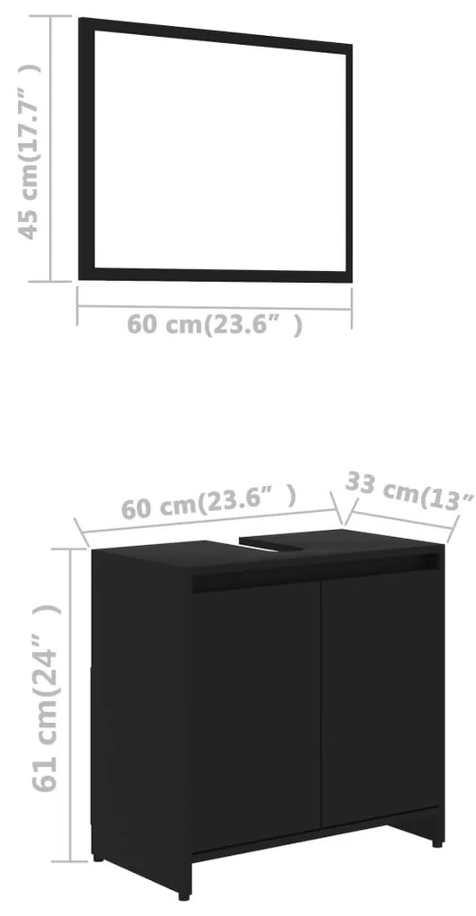 vidaXL Set koupelnového nábytku černý dřevotříska