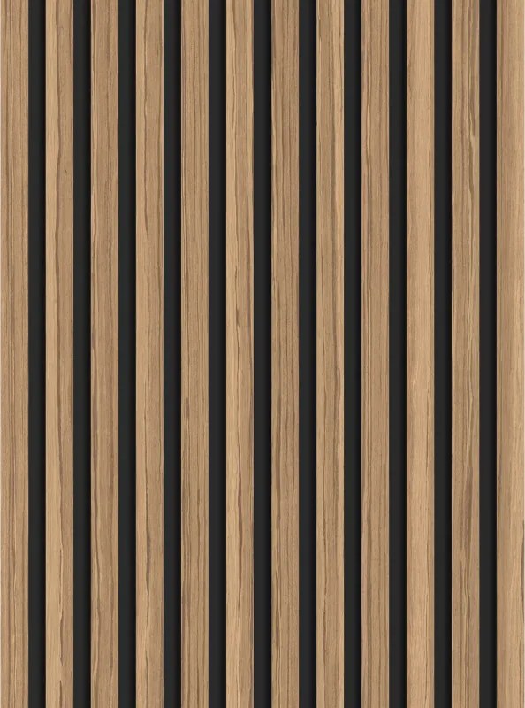 Mexen Lam-B, akustické stěnové lamely 275 × 30 cm, HDF deska 4 mm, technická dýha, ořech světlý, S100-275307-3015-017
