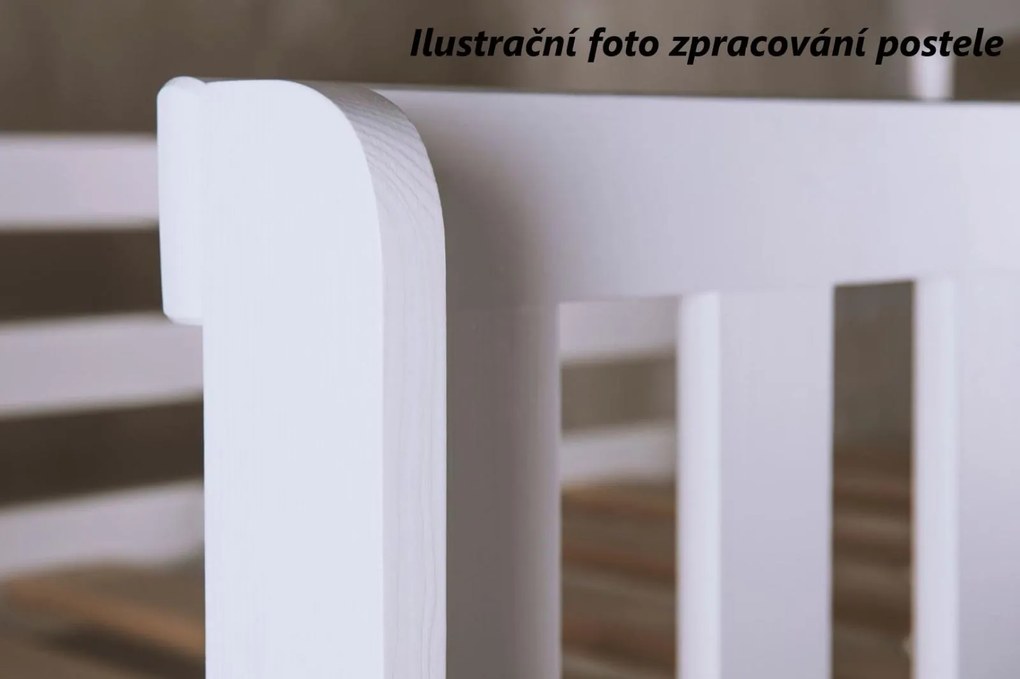 Dětská postel z masivu borovice PINOCCHIO se šuplíky - 200x90 cm - BÍLÁ