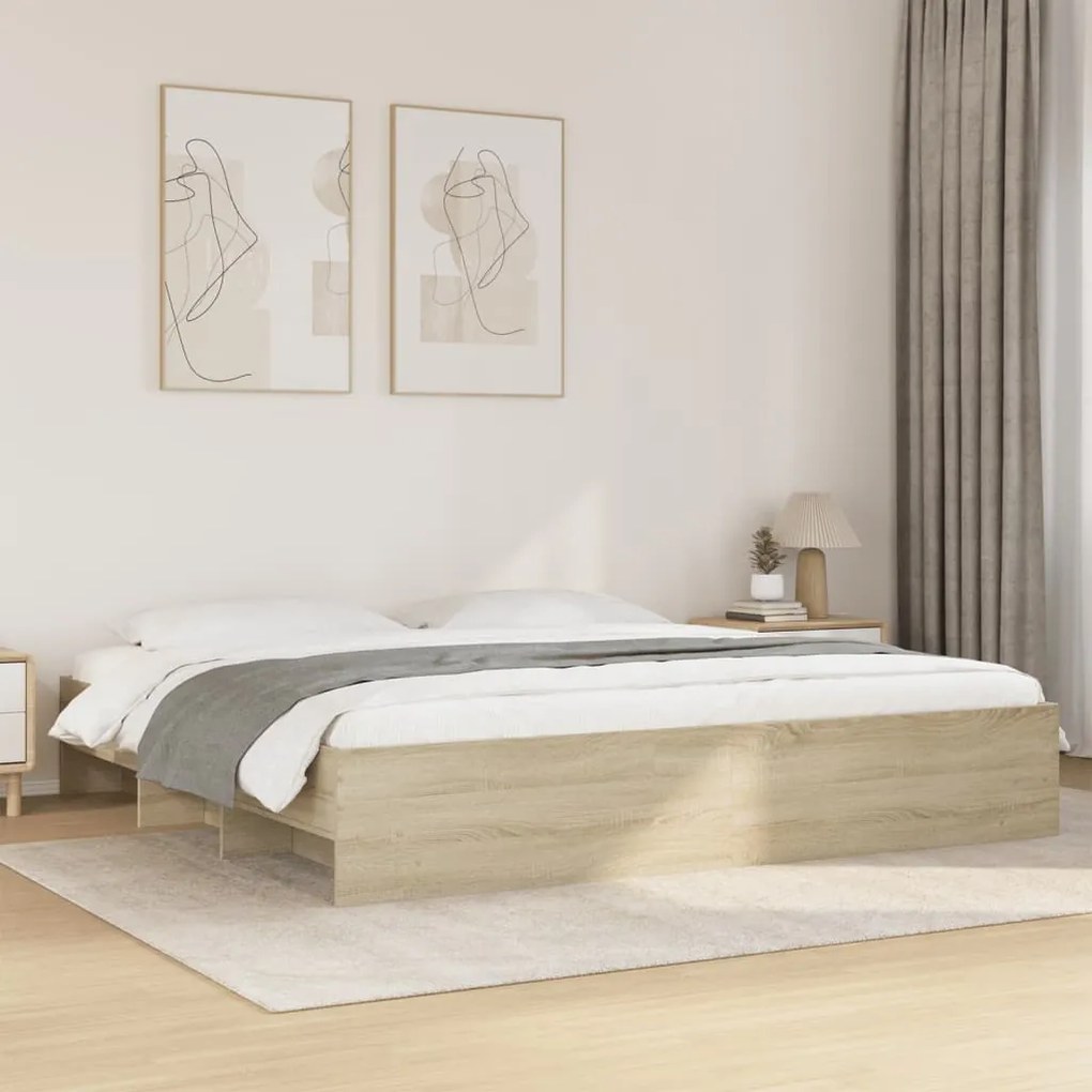 Rám postele bez matrace dub sonoma 180x200cm kompozitní dřevo 3295634