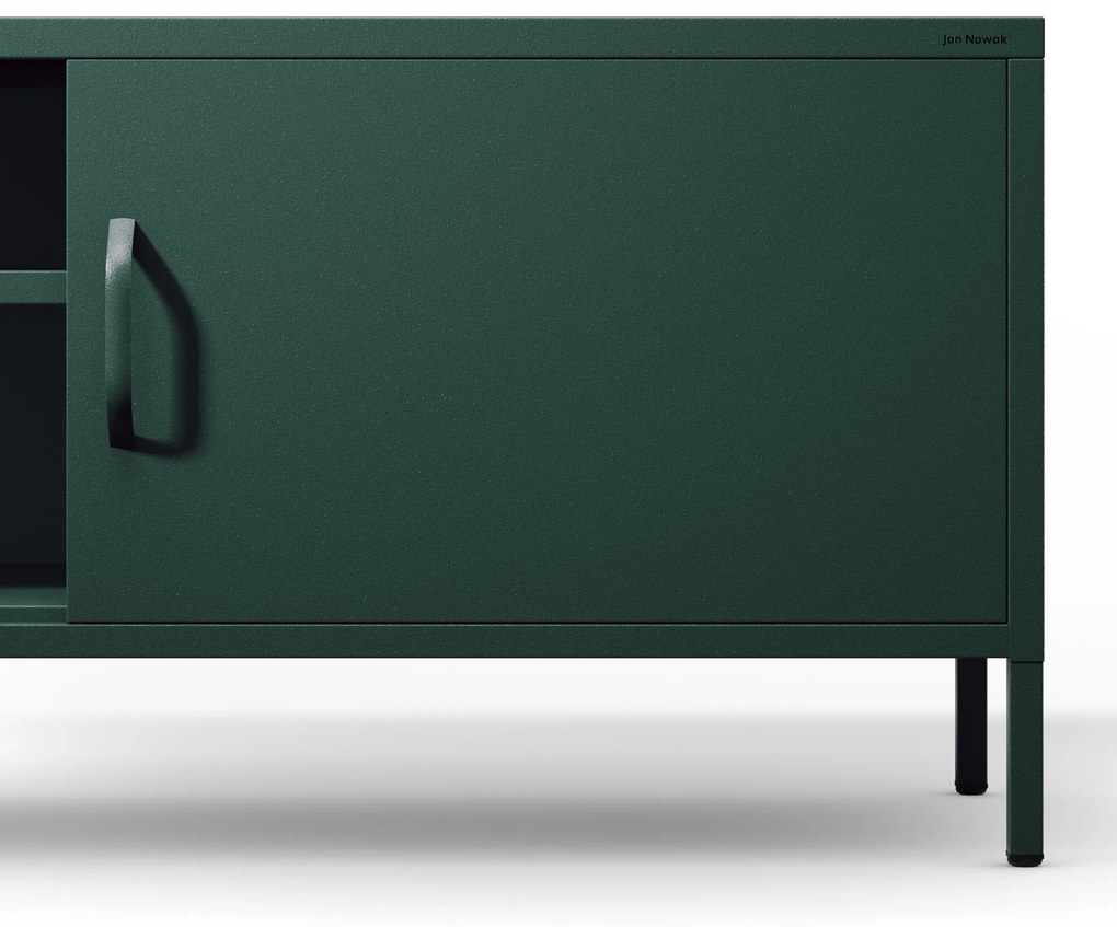 TV stolek kovový široký XL na nožkách, lahvově zelený, 1700x400x500 mm: ROSARIA