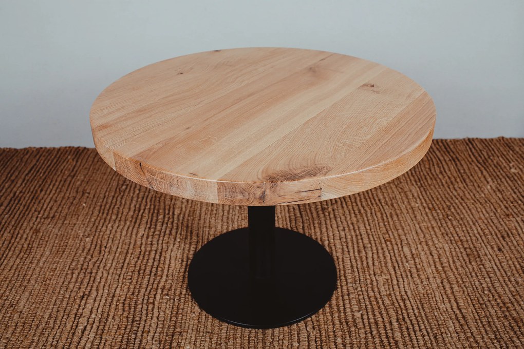 Wudboys Konferenční stolek ONTOP Barva kovu: Bílá, Dřevo: Dub lamino - dle vzorníku, Rozměr: Průměr 110cm, moderní skandinávský styl