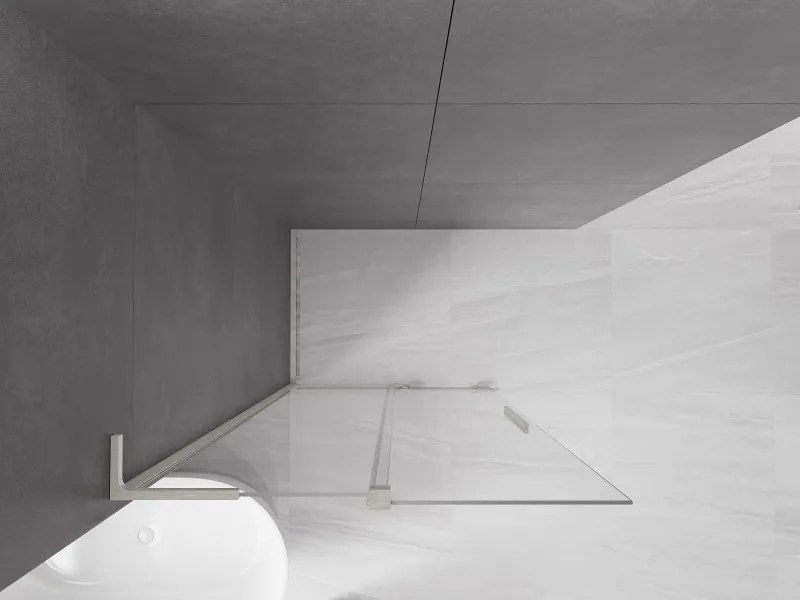 Mexen Velar L, posuvná sprchová zástěna Walk-in 100 x 200 cm, 8mm čiré sklo, broušená ocel, 871-100-003-03-97