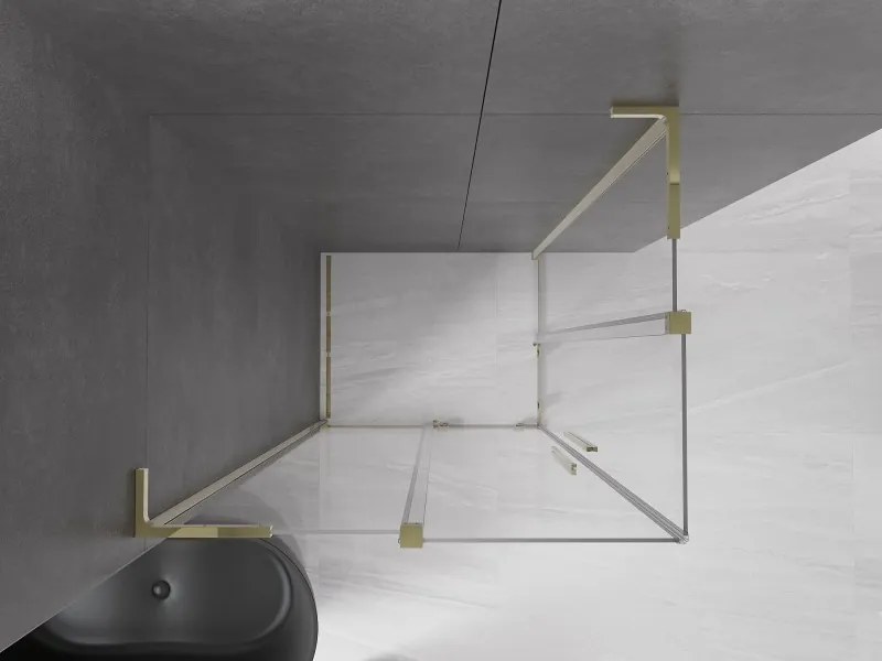 Mexen Velar L Duo, sprchový kout s posuvnými dveřmi 100 x 90 cm, 8mm čiré sklo, zlatá lesklá, 871-100-090-02-03-50