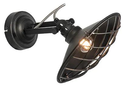 Průmyslová nástěnná lampa černá sklopná - Pekka