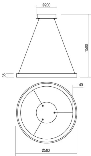 Redo 01-2673-LED Stmívatelný lustr na lanku ICONIC LED/50W/230Vpr. 58 cm zlatá