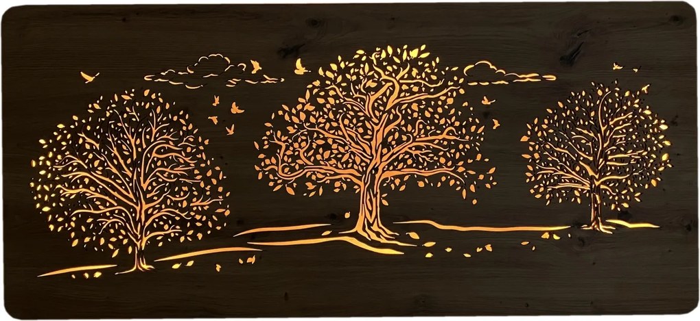 Li-Go "Tři lípy" světelný obraz 230V 110x50 cm provedení povrchu: dub světlý