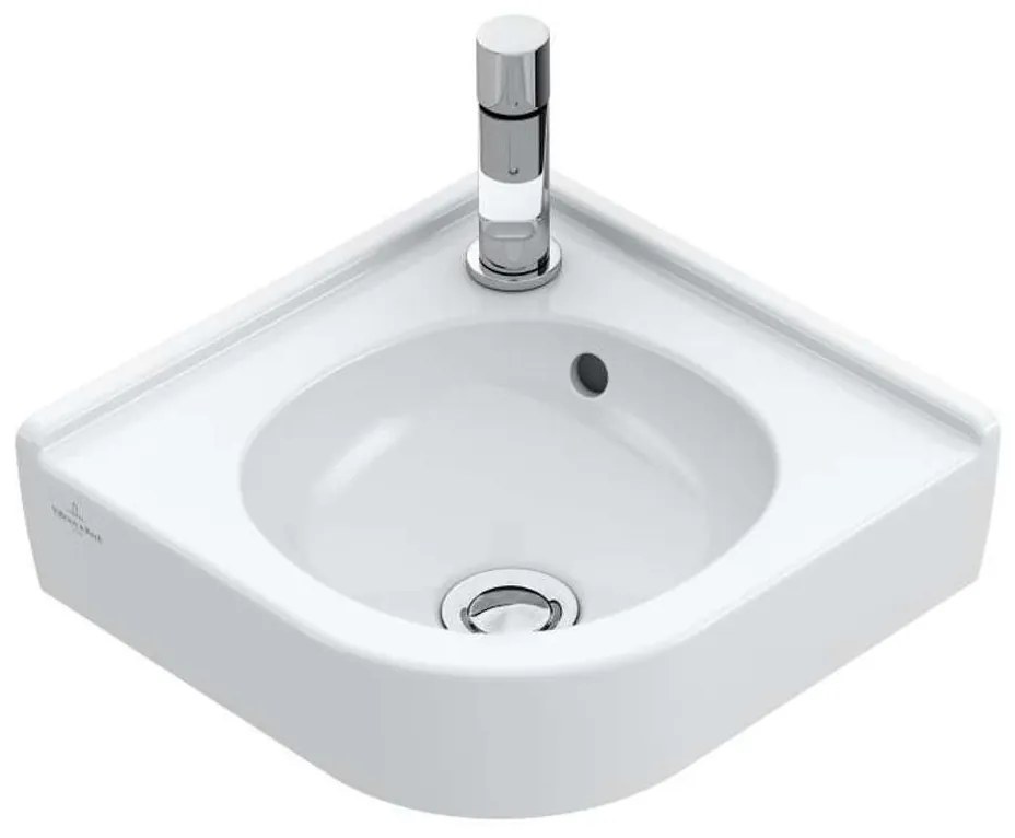 Villeroy & Boch O.novo - Umývátko rohové 32x32 cm, s přepadem, 1 otvor pro baterii, CeramicPlus, alpská bílá 731032R1