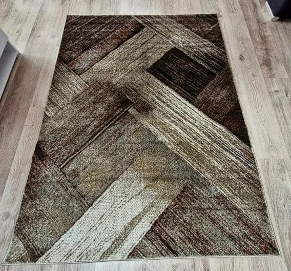 HU Hnědý moderní koberec Villa 836 s geometrickým vzorem Rozměr: 60x100 cm