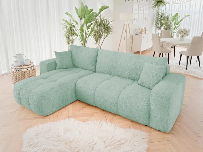 Rohová rozkládací sedačka Larow Boucle, Potah: Coral 75