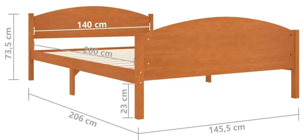 Rám postele medově hnědý masivní borovice 140 x 200 cm,  322039