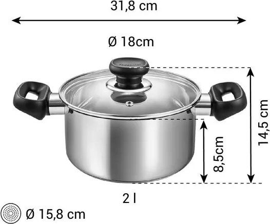 TESCOMA Kastrol BRAVA s poklicí ø 18 cm, 2,0 l