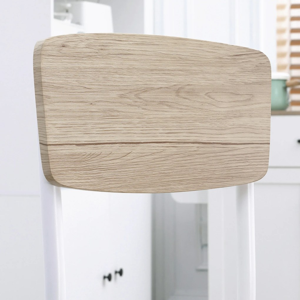 HOMCOM 3-dílný jídelní set MDF + kov přírodní kresba dřeva + bílá s 1 stolem + 2 židlemi