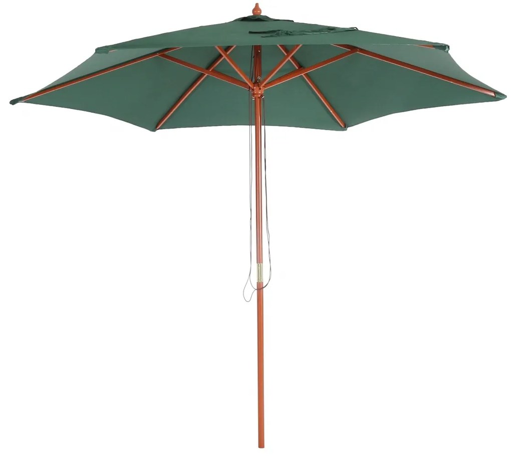 Slunečník Florida Ø 3 m - polyester/dřevo - olivově zelená