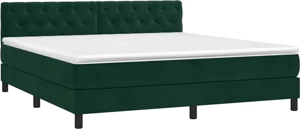 Box spring postel s matrací tmavě zelená 160x200 cm samet 3141494