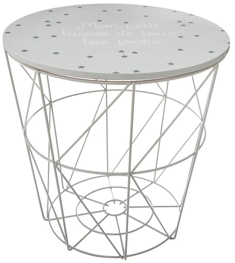 Atmosphera Créateur d´intéreur Stolek, židle, úložný koš 3v1 - kovový šedý KUMI JJA158810C