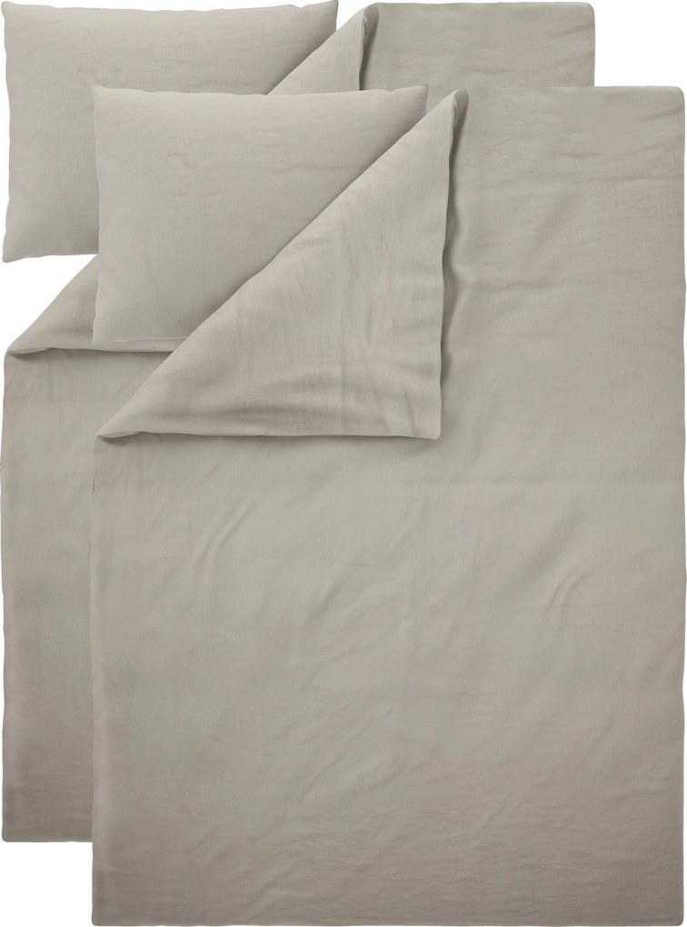 Livarno® Sada ložního povlečení s podílem lnu, 140 x 200 cm, 70 x 90 cm, 2dílná, béžová