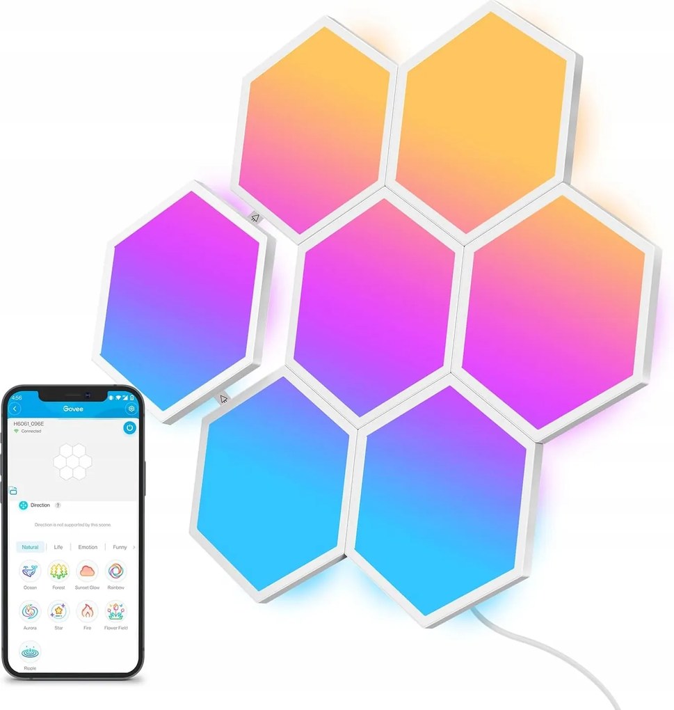 Led Osvětlení Govee H6061 Pro Hry Rgbic Hexagon Panely Smart Wifi 7PACK