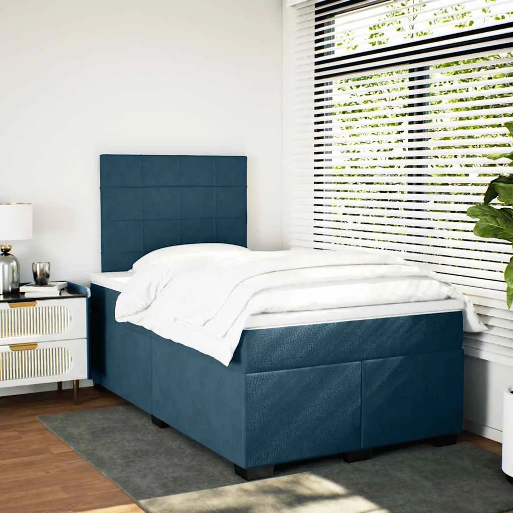 Box spring postel s matrací modrá 120 x 200 cm samet 3290886