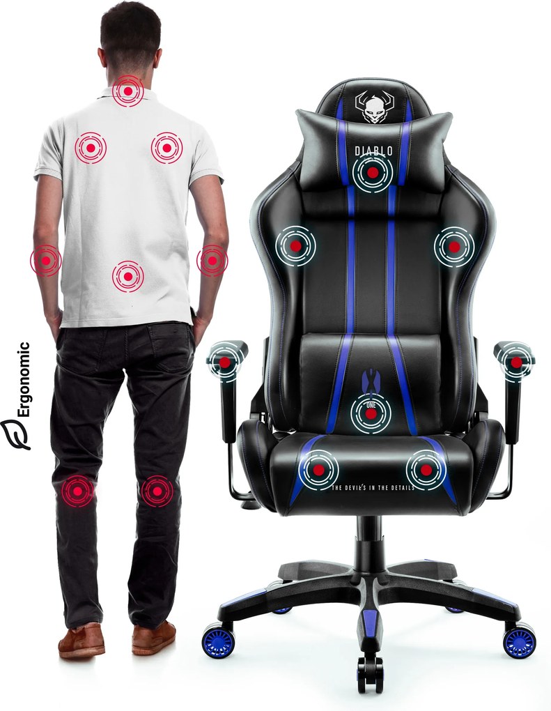 Herní křeslo z eko kůže Normal Size, černý-modrý: Diablo X-One 2.0