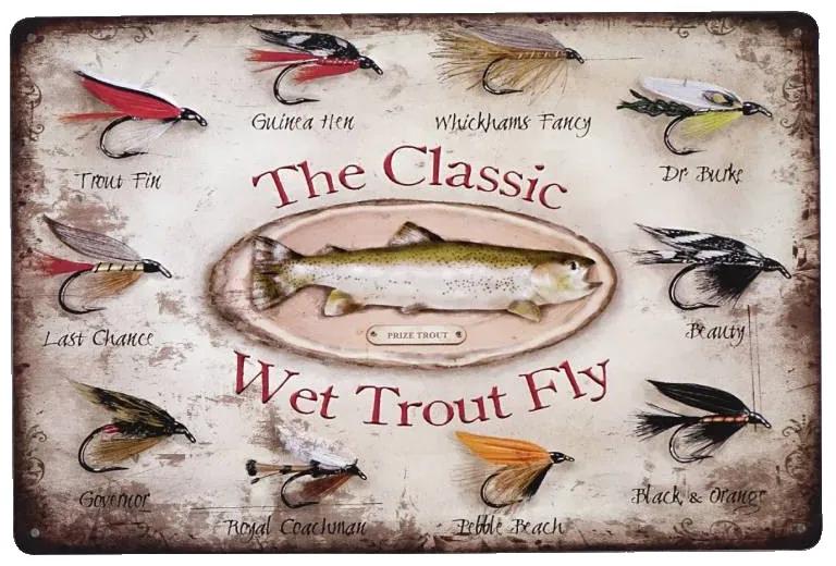 Kovová cedule Wet Trout Fly