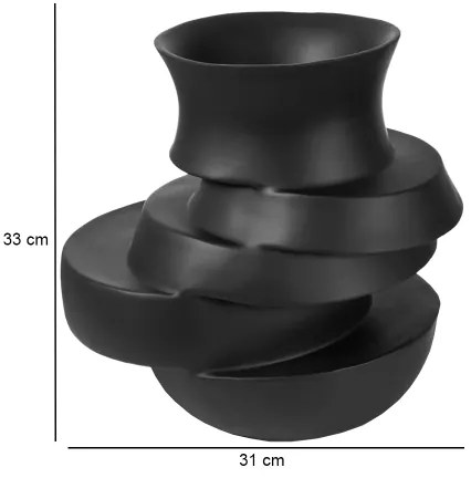 Váza 33x31 cm pryskyřice/matná černá