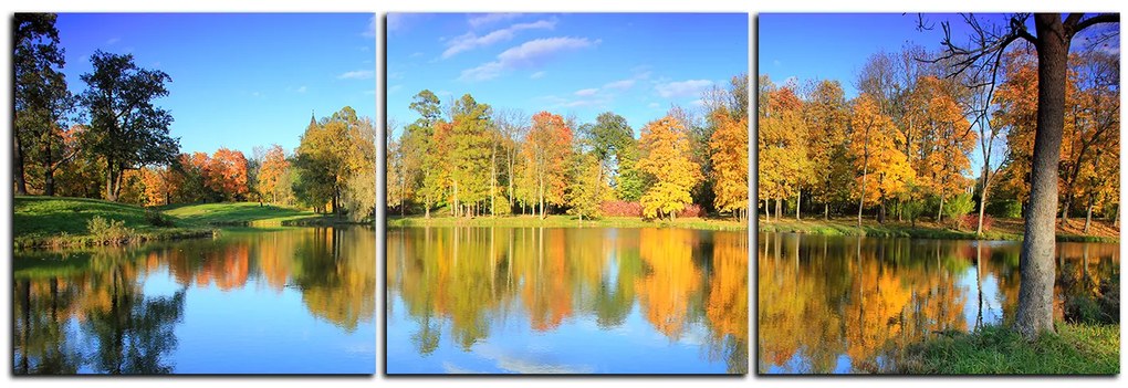 Obraz na plátně - Podzimní park - panoráma 5175B (150x50 cm)