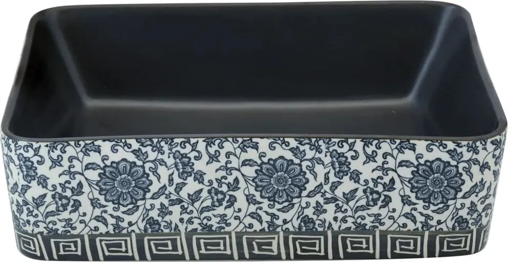 Umyvadlo na desku černé a modré obdélník 46x35,5x13 cm keramika 155071