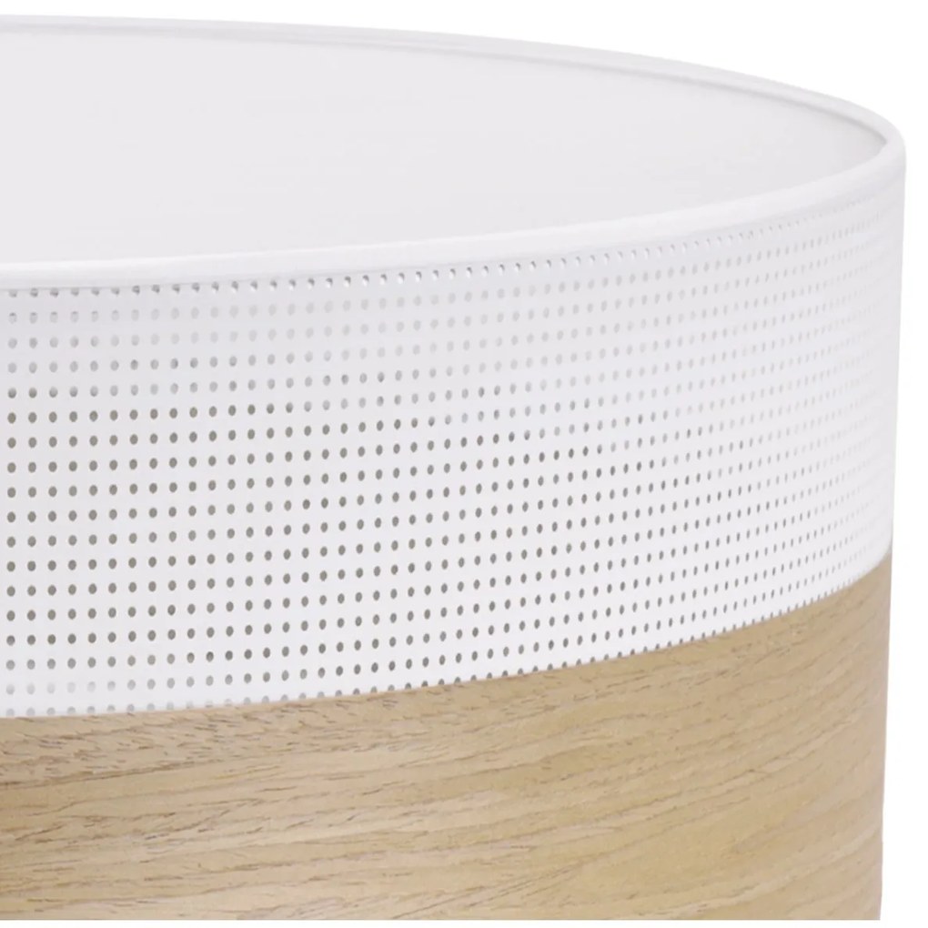 Stropní svítidlo Wood, 1x dýha zlatý dub/bílé plastové stínítko, (bílé plexisklo), (fi 40cm)