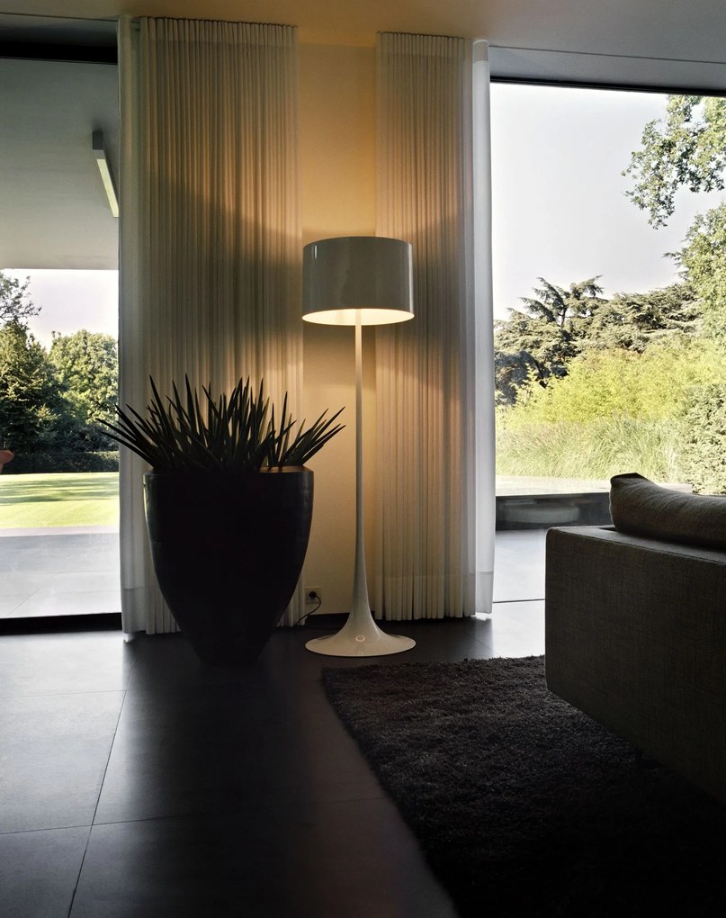 Flos Spun Light F, bílá designová stojací lampa, 1x205W E27, výška 176cm