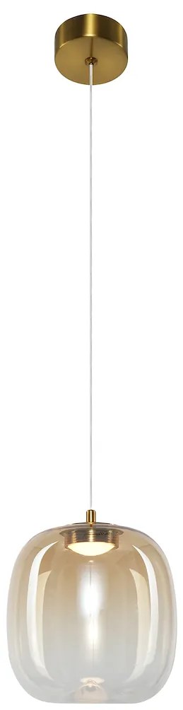Závěsné svítidlo Vaso, 1x jantarové skleněné stínítko, (fi 15cm), g