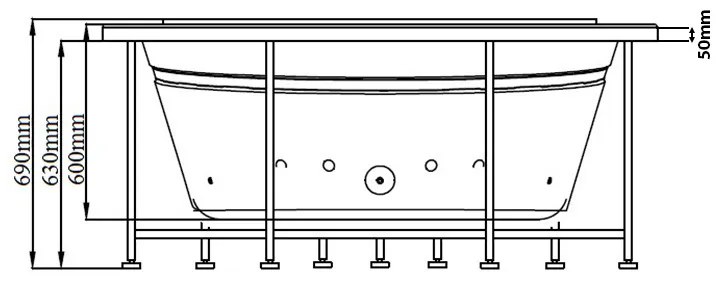 BPS-koupelny Hydromasážní vana HYD-DE916-155 155x155 s ohřevem vody, černý panel