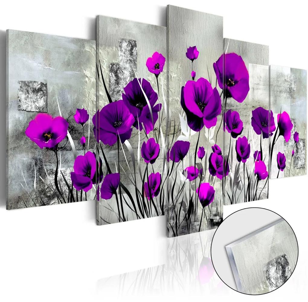 Obraz na akrylátovém skle - Meadow: Purple Poppies [Glass] - 200x100