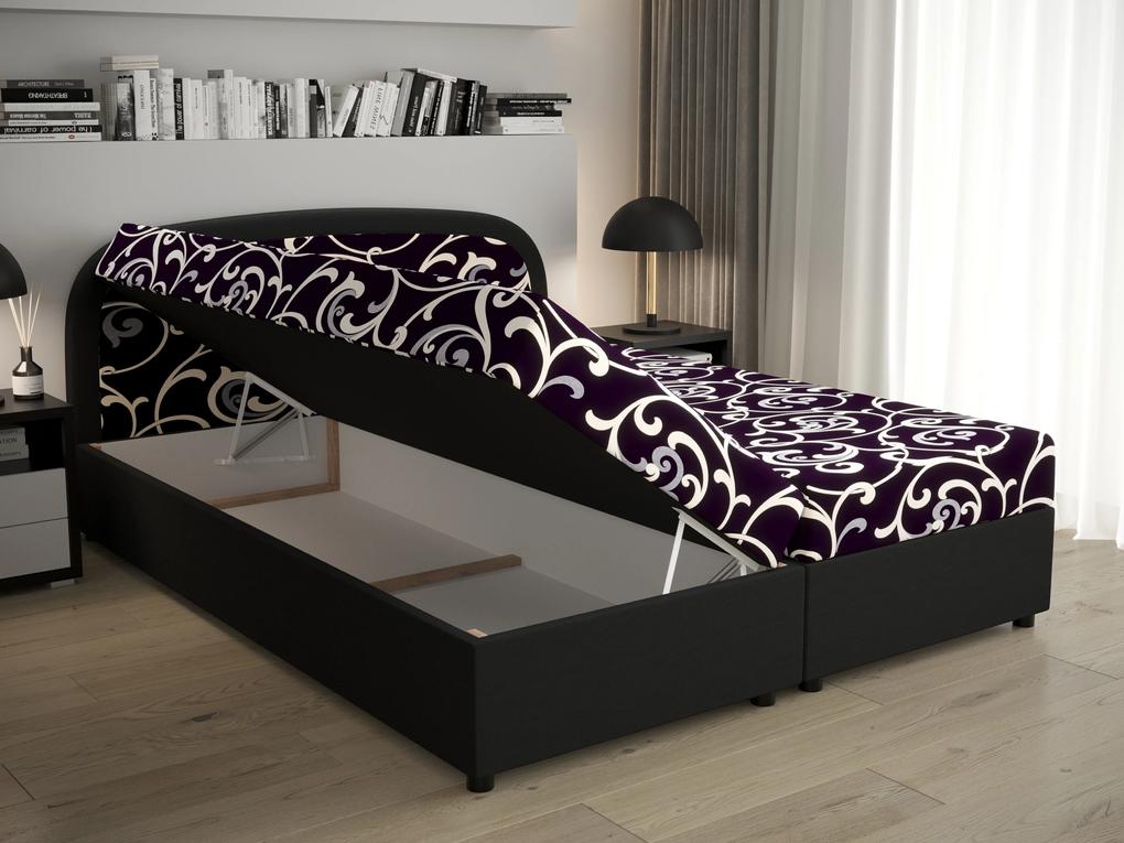 Manželská postel Boxspring 180 cm Brick (tmavě hnědá + vzor vlny) (s matrací a úložným prostorem). 1046410