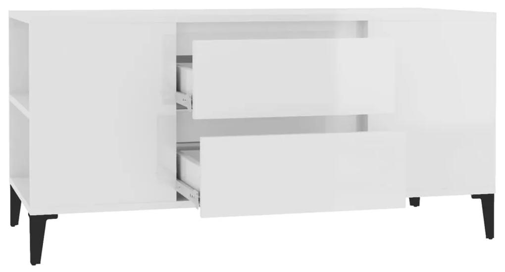 TV skříňka bílá vysoký lesk 102 x 44,5 x 50 cm kompozitní dřevo - Default Title