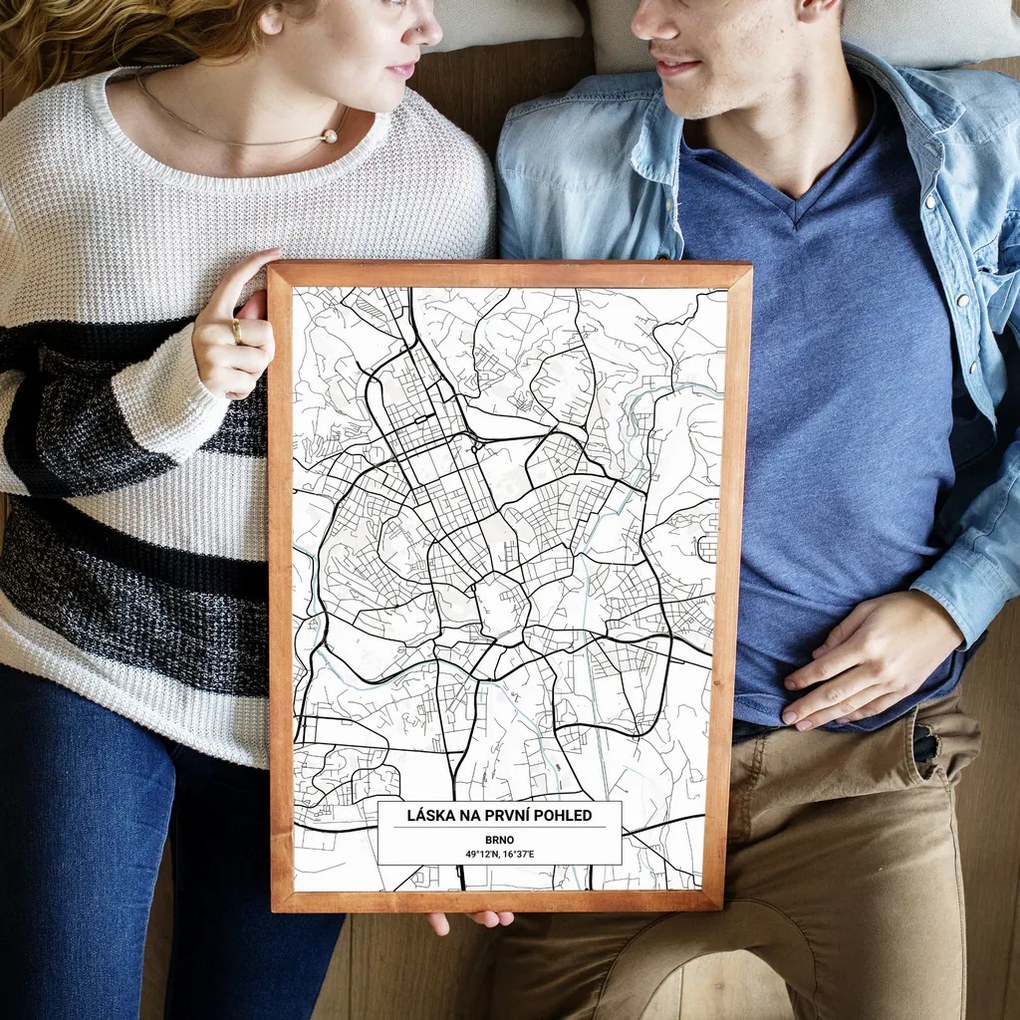 Plakát Mapa vašeho města Rozměr plakátu: 30 x 40 cm, Barevná varianta: Růžová