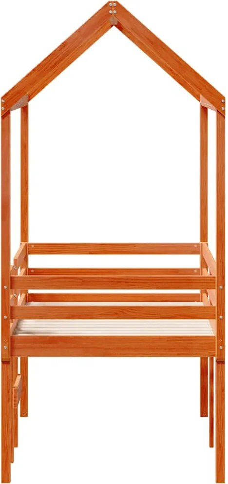 Patrová postel se střechou voskově hnědá 90 x 190 cm borovice 3282140