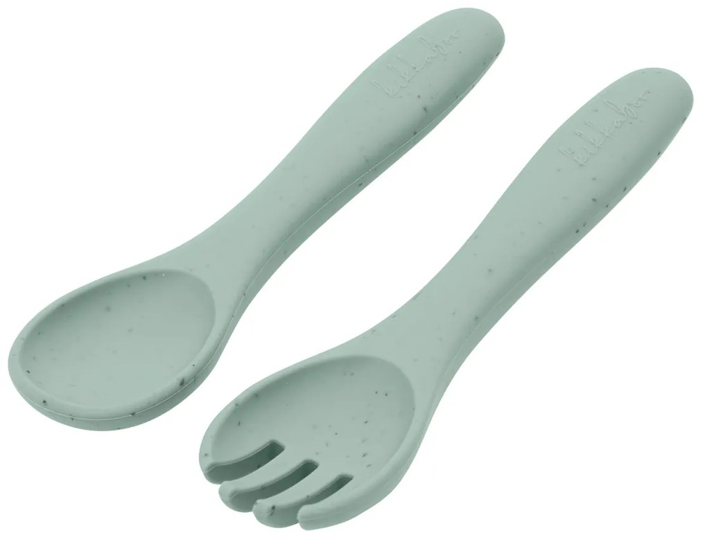 KikkaBoo Příbor 2-dílný Platinum Silicone Sage