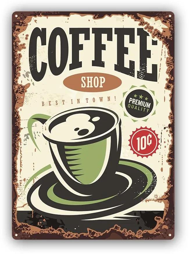 CARO Kovový obraz - Retro - Coffee Shop 40x60 cm