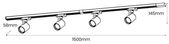 Bodové svítidlo v lištovém systému VOLF 4xGU10/10W/230V bílá