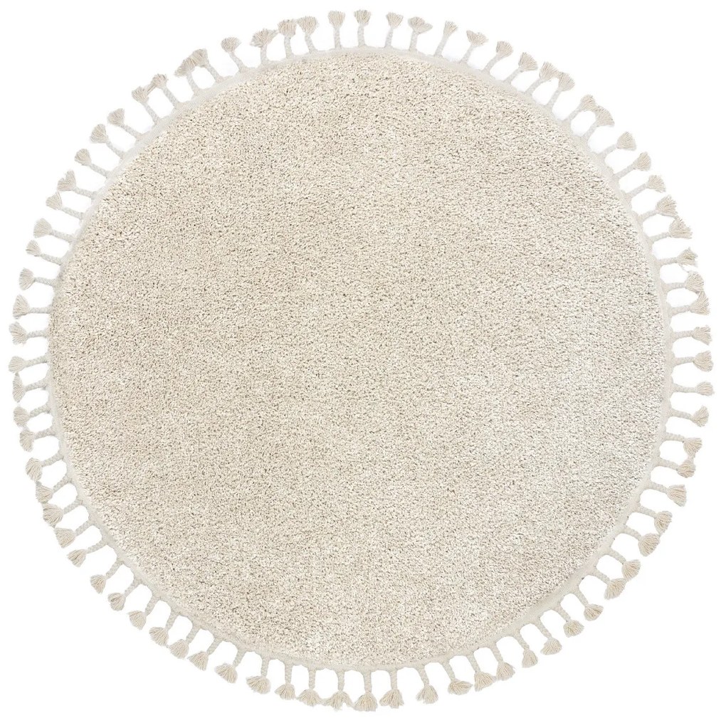 Dywany Łuszczów, Kusový koberec Berber 9000 cream kruh, 160x160 (průměr) kruh, bílá, ložnice